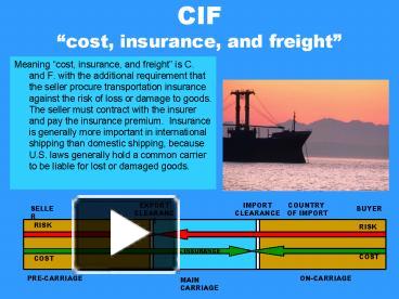 CIF cost, insurance, and freight presentation | free to view