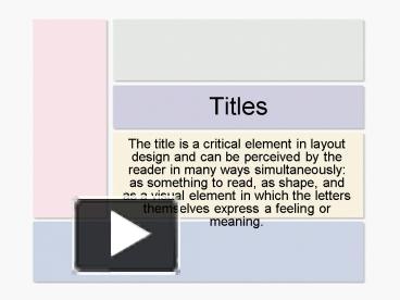 PPT – Titles PowerPoint presentation | free to view - id: 29582-M2MzN