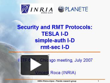 PPT – Security and RMT Protocols: TESLA ID simpleauth ID rmtsec ID ...