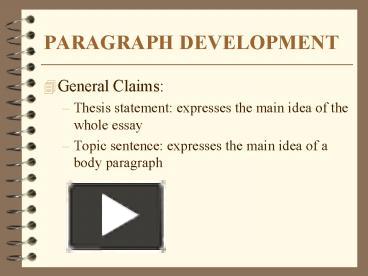 PARAGRAPH DEVELOPMENT presentation | free to view
