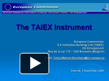 PPT – The TAIEX Instrument PowerPoint presentation | free to view - id ...