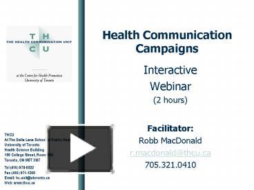 Health Communication Campaigns presentation | free to view