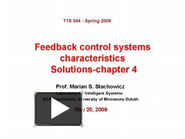 Feedback control systems characteristics Solutionschapter 4 ...