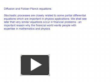 PPT – Diffusion and FokkerPlanck equations' PowerPoint presentation ...