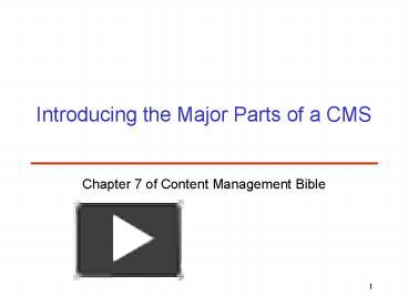 PPT – Introducing the Major Parts of a CMS PowerPoint presentation ...