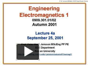 PPT – Engineering Electromagnetics 1 0909'301'0102 Autumn 2001 ...
