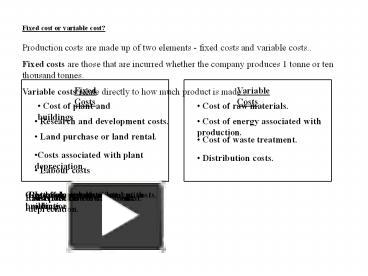 PPT – Fixed cost or variable cost? PowerPoint presentation | free to ...