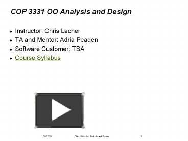 PPT – COP 3331 OO Analysis and Design PowerPoint presentation | free to ...
