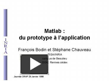 Matlab : du prototype presentation | free to view