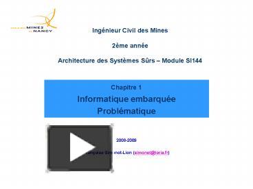 Chapitre 1 Informatique embarque Problmatique presentation | free to view