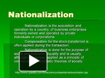 Nationalization presentation | free to view