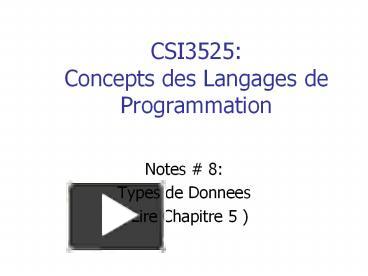 PPT – CSI3525: Concepts des Langages de Programmation PowerPoint ...