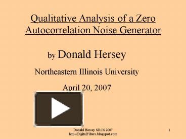 Qualitative Analysis of a Zero Autocorrelation Noise Generator ...