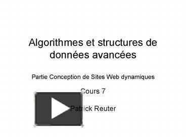 PPT – Algorithmes et structures de donnes avances Partie Conception de ...