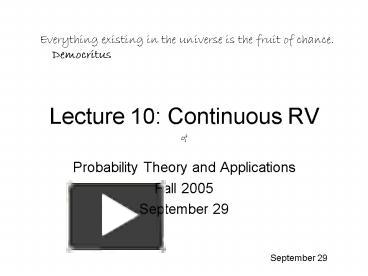 Lecture 10: Continuous RV presentation | free to view