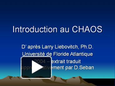 Introduction au CHAOS presentation | free to download
