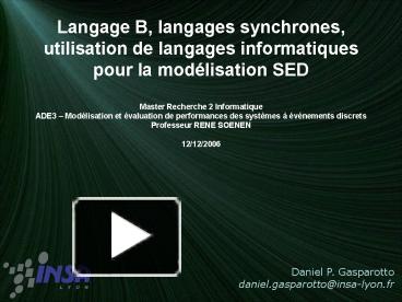 PPT – Langage B, langages synchrones, utilisation de langages ...
