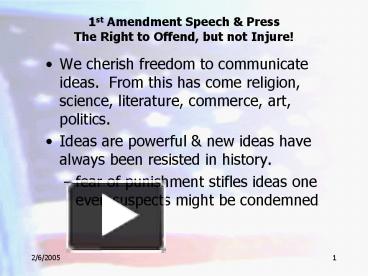 PPT – 1st Amendment Speech PowerPoint presentation | free to view - id ...
