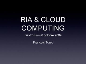 RIA presentation | free to view