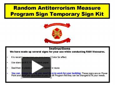 Random Antiterrorism Measure Program Sign Temporary Sign Kit ...