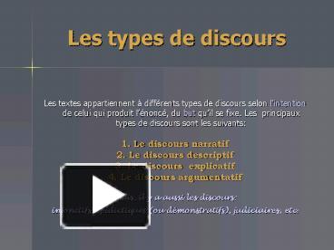 Les types de discours presentation | free to view