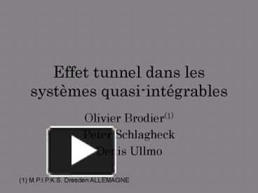 Effet tunnel dans les syst presentation | free to download