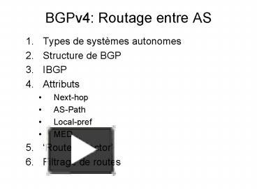PPT – BGPv4: Routage entre AS PowerPoint presentation | free to view ...