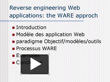 Reverse engineering Web applications: the WARE approch presentation ...