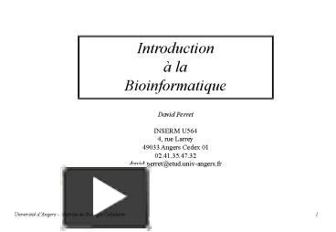 Introduction la Bioinformatique presentation | free to view