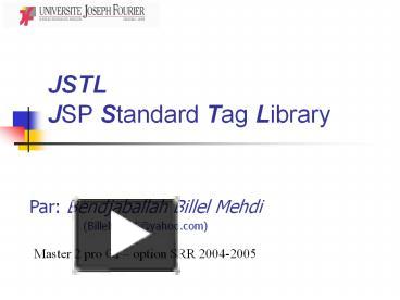 JSTL JSP Standard Tag Library presentation | free to download
