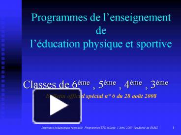 PPT – Programmes de lenseignement de lducation physique et sportive ...