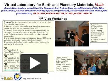 PPT – Virtual Laboratory for Earth and Planetary Materials, VLab Renata ...