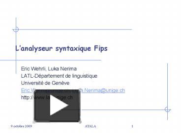 Lanalyseur syntaxique Fips presentation | free to download