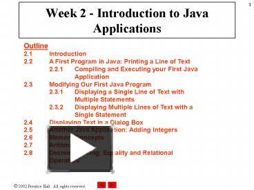 Week 2 - Introduction to Java Applications presentation | free to download