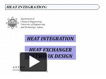 Heat Integration and Heat Exchanger Network Design presentation | free ...