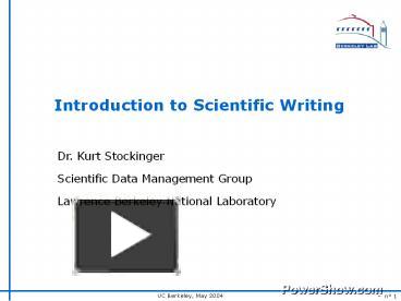 Introduction to Scientific Writing presentation | free to view