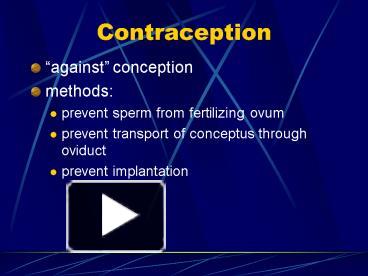 Contraception presentation | free to view