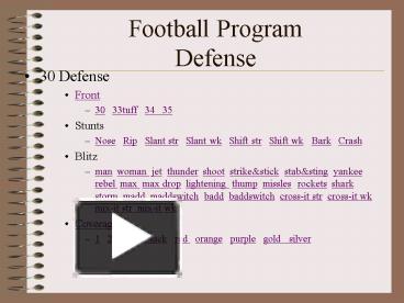 Football Program Defense presentation | free to view