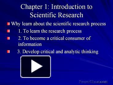 PPT – Chapter 1: Introduction to Scientific Research PowerPoint ...