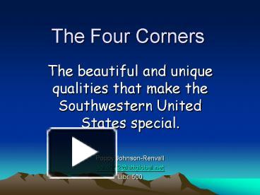 The Four Corners presentation | free to view
