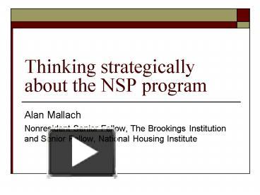 Thinking strategically about the NSP program presentation | free to view