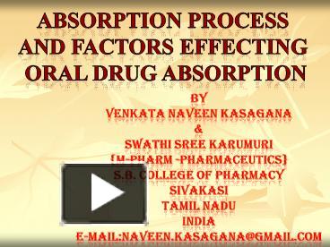 absorption of drugs presentation | free to view