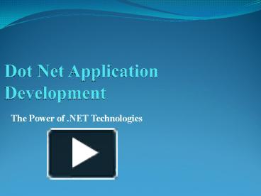 The Power of .NET Technologies presentation | free to view
