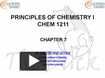 PPT – PRINCIPLES OF CHEMISTRY I CHEM 1211 CHAPTER 7 PowerPoint ...