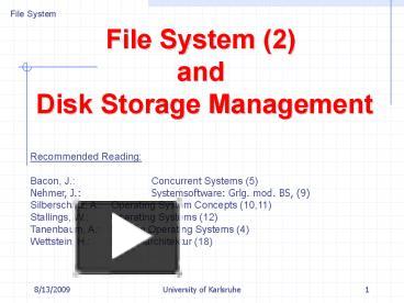 PPT – File System PowerPoint presentation | free to view - id: 2bc63-MDg0M