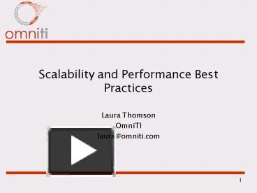 Scalability and Performance Best Practices presentation | free to view