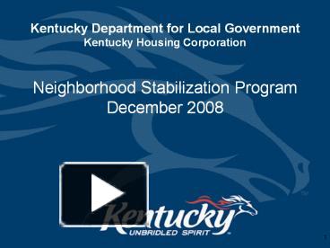 Kentucky Department for Local Government Kentucky Housing Corporation ...