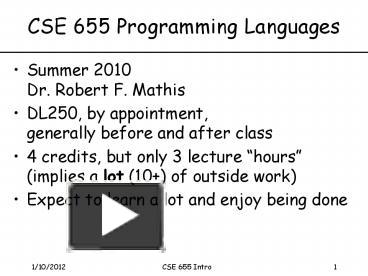 CSE 655 Programming Languages presentation | free to view