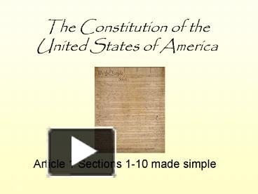 PPT – The Constitution of the United States of America PowerPoint ...