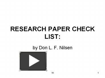 RESEARCH PAPER CHECK LIST: presentation | free to download